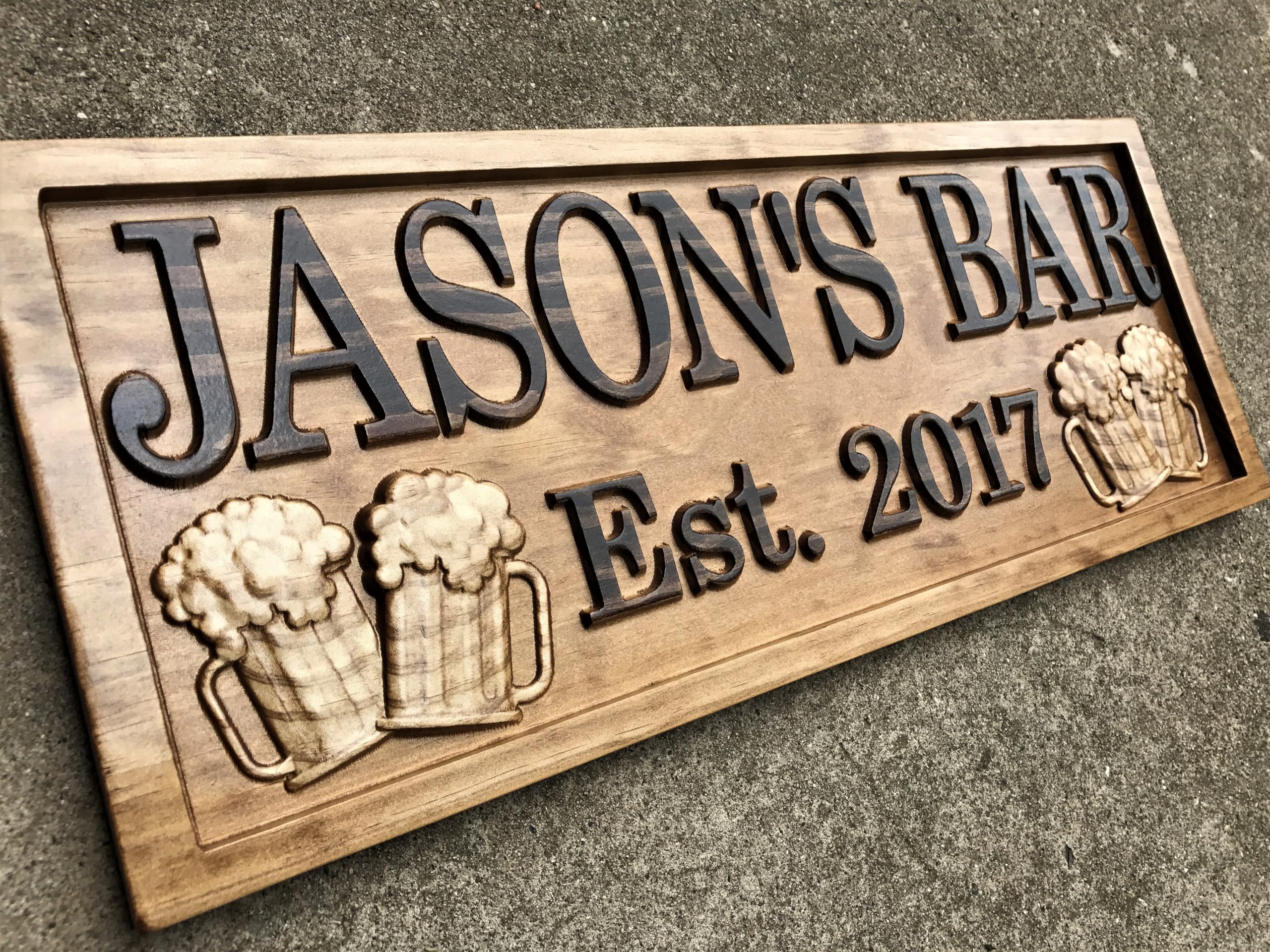 Personalized Bar Sign Custom Carved Wood Sign Personalized Wood Sign Groomsmen Gift Cabin Sign Man Cave Sign Pub Rustic Home Decor Housewarming Gift Wine Cellar Beer Basement Bar Decor