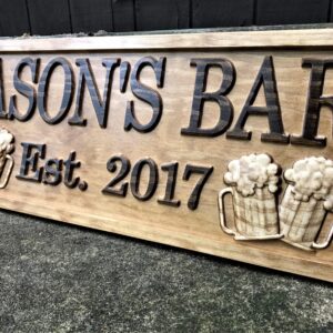 Personalized Bar Sign Custom Carved Wood Sign Personalized Wood Sign Groomsmen Gift Cabin Sign Man Cave Sign Pub Rustic Home Decor Housewarming Gift Wine Cellar Beer Basement Bar Decor