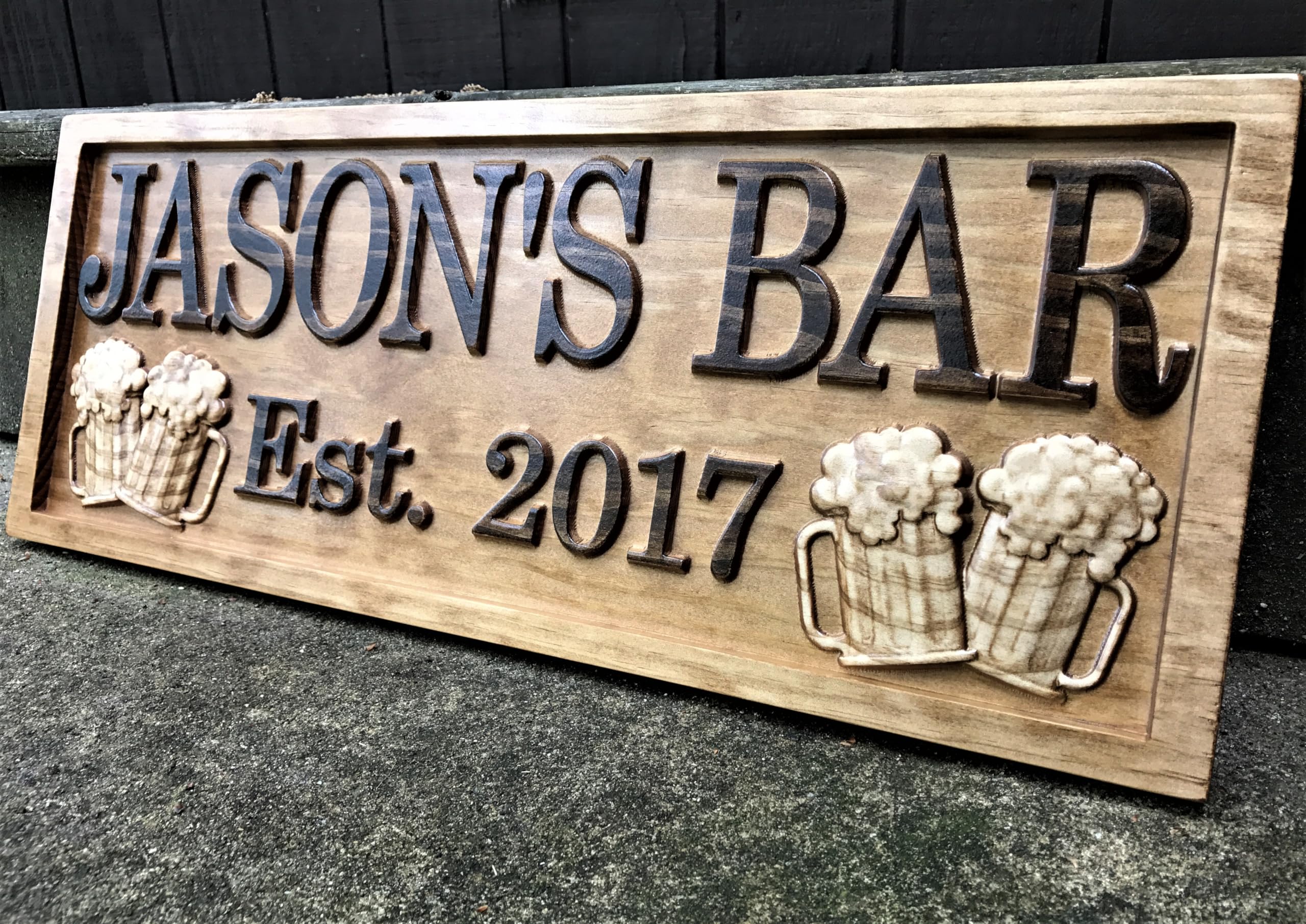 Personalized Bar Sign Custom Carved Wood Sign Personalized Wood Sign Groomsmen Gift Cabin Sign Man Cave Sign Pub Rustic Home Decor Housewarming Gift Wine Cellar Beer Basement Bar Decor