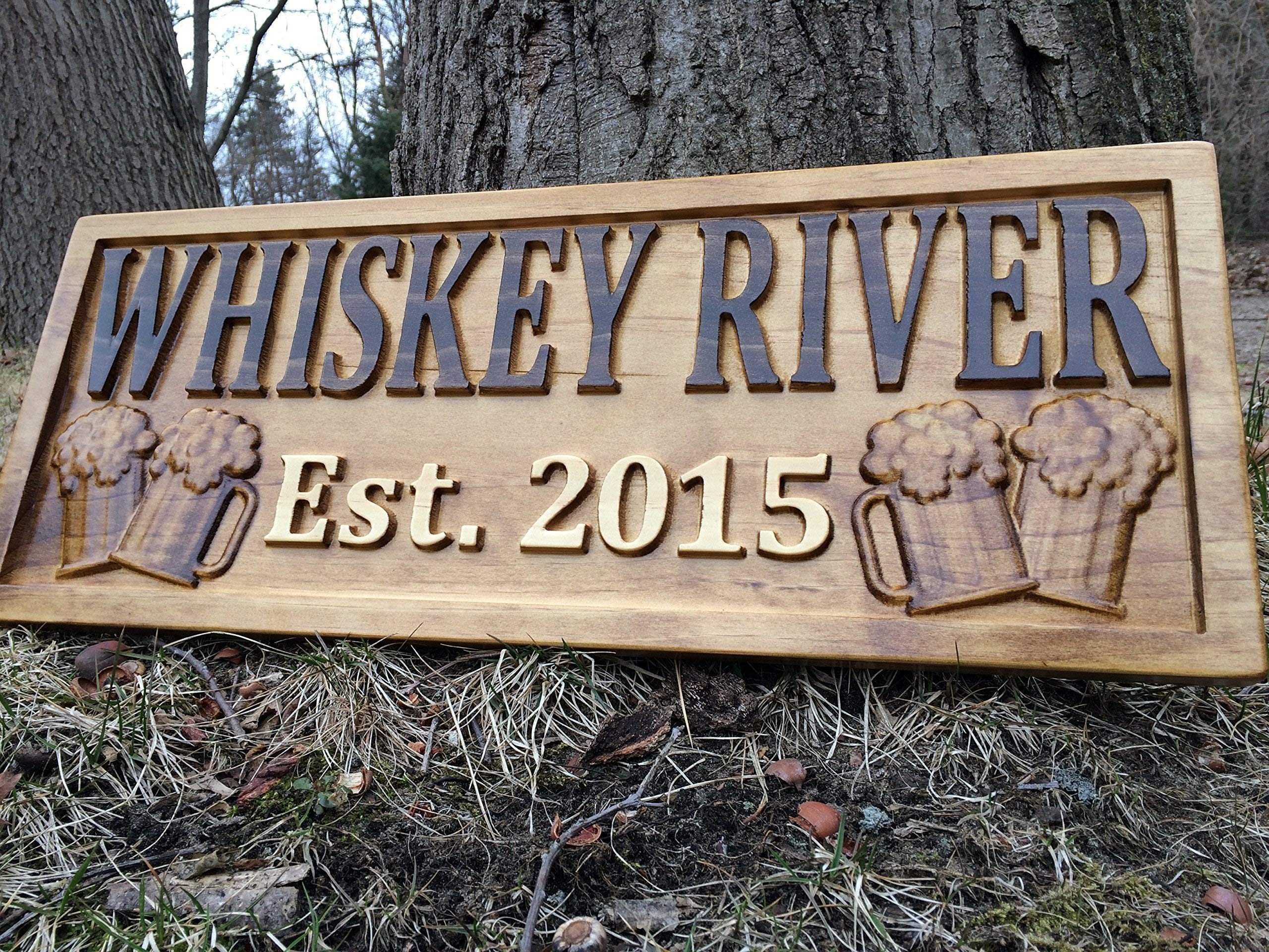 Personalized Bar Sign Custom Carved Wood Sign Personalized Wood Sign Groomsmen Gift Cabin Sign Man Cave Sign Pub Rustic Home Decor Housewarming Gift Wine Cellar Beer Basement Bar Decor