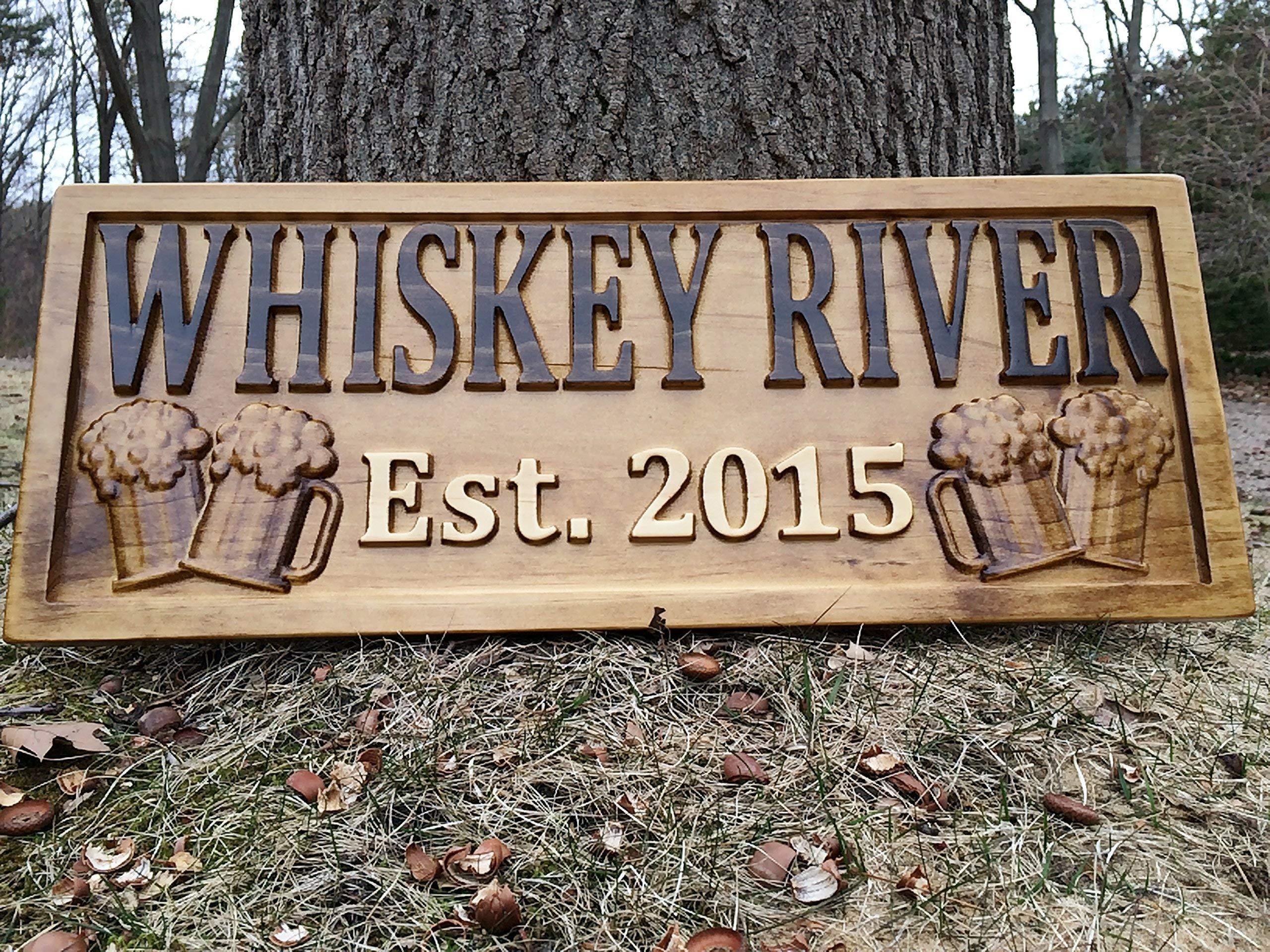 Personalized Bar Sign Custom Carved Wood Sign Personalized Wood Sign Groomsmen Gift Cabin Sign Man Cave Sign Pub Rustic Home Decor Housewarming Gift Wine Cellar Beer Basement Bar Decor