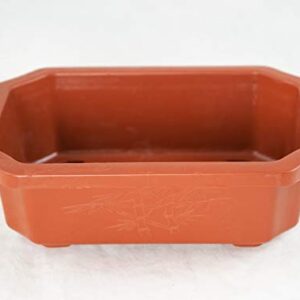 4 Rectangular Plastic Bonsai/Succulent Pots 6.25"x 4.5"x 2" - Dark Orange