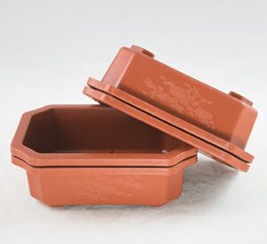 4 rectangular plastic bonsai/succulent pots 6.25"x 4.5"x 2" - dark orange