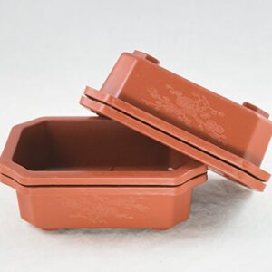 4 Rectangular Plastic Bonsai/Succulent Pots 6.25"x 4.5"x 2" - Dark Orange