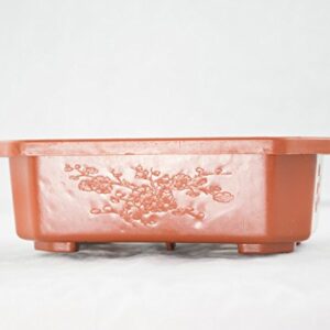 4 Rectangular Plastic Bonsai/Succulent Pots 6.25"x 4.5"x 2" - Dark Orange