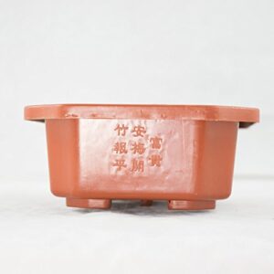 4 Rectangular Plastic Bonsai/Succulent Pots 6.25"x 4.5"x 2" - Dark Orange