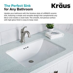 KRAUS Elavo 23-inch Rectangular Undermount White Porcelain Ceramic Bathroom Sink with Overflow, KCU-251