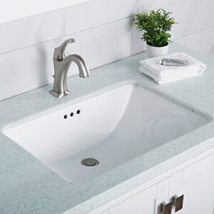 KRAUS Elavo 23-inch Rectangular Undermount White Porcelain Ceramic Bathroom Sink with Overflow, KCU-251