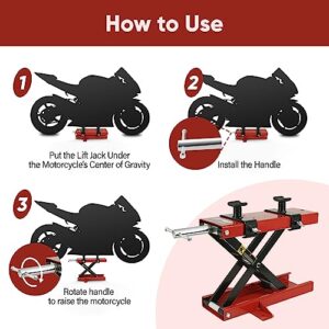 ZENY 1100 LB Motorcycle Center Scissor Lift Jack Hoist Stand Bikes ATVs Scooter Crank Stand