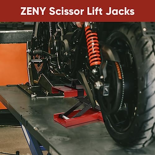 ZENY 1100 LB Motorcycle Center Scissor Lift Jack Hoist Stand Bikes ATVs Scooter Crank Stand