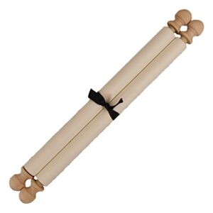 blank scroll 9x72" with wooden spindles-oak, black walnut, gold, silver, black