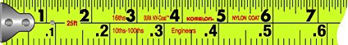 Komelon 425IEHV 10 Pack 25ft. x 1in. The Professional Tape Measure, Chrome