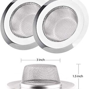 Sink Tub Strainer Screen Stainless Steel Fits 3"- 3 1/2" Drains - Kitchen Tools