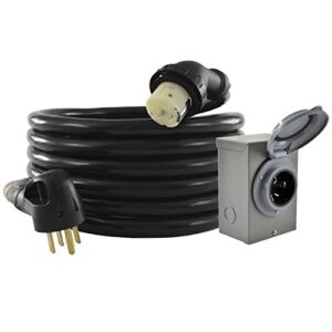 conntek gib1450-025 duo-rain seal 50amp power inlet box and temp power cord combo kit, 25 feet