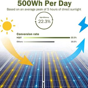 HQST 100W 12V Monocrystalline Solar Panel Kit w/ 30A PWM LCD Solar Charge Controller, 20Ft 12AWG Panel and Controller Connector Cables, Z-Brackets, 8Ft 10AWG Controller and Battery Connector Cables