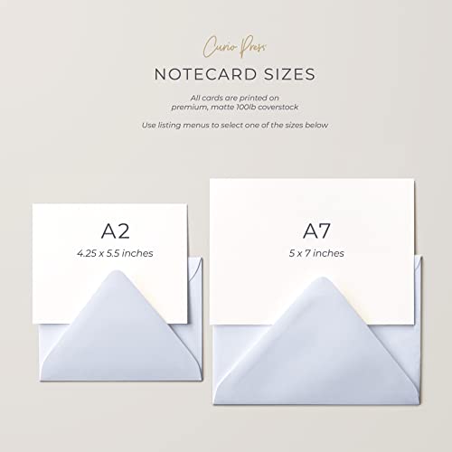 Personalized Stationery Flat Notecards w/Envelopes (A2 & A7) - Block Print Flat Cards and Envelopes w/Custom Name, Text, & More - Stationery Thank You Cards - Classy Desk Supplies - Minimalist Flat