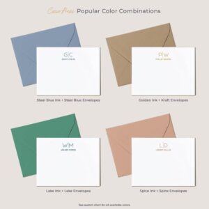 Personalized Stationery Flat Notecards w/Envelopes (A2 & A7 Sizes) - Monogram Flat Cards and Envelopes w/Name, Text, & More - Modern Stationery Thank You Card - Classy Desk Supplies - Thin Line Flat