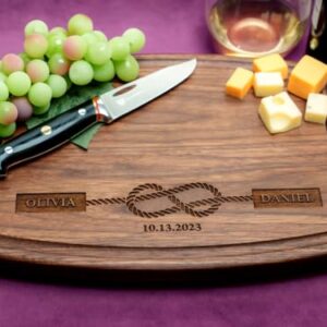 Straga Personalized Cutting Boards | Handmade Wood Engraved Charcuterie | Custom Wedding, Anniversary, Engagement Gift for Couples (Nautical Knot Design No.805)