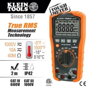 Klein Tools MM700 Multimeter, Electrical Tester is Autoranging, for AC/DC, LoZ, Temp, Capacitance, Resistance, Frequency, and More, 1000V