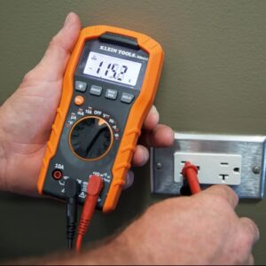 Klein Tools MM400 Multimeter, Digital Auto Ranging, AC/DC Voltage, Current, Capacitance, Frequency, Duty-Cycle, Diode, Continuity, Temp 600V,Orange