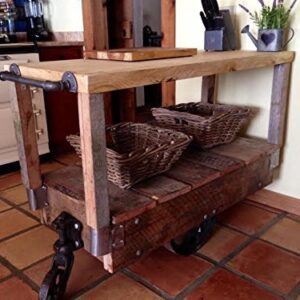 French Country Primitive Industrial Kitchen Island Cart