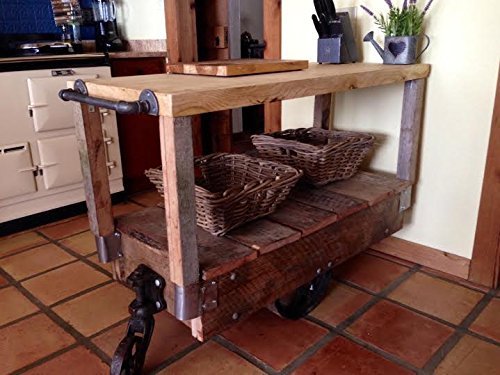 French Country Primitive Industrial Kitchen Island Cart