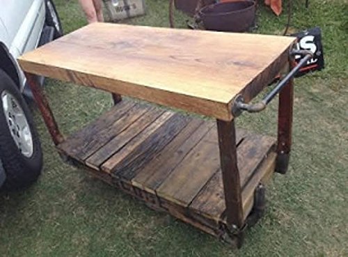 French Country Primitive Industrial Kitchen Island Cart