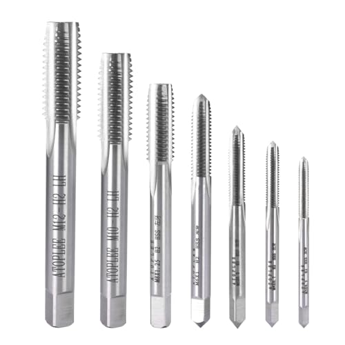 ATOPLEE 7pcs Metric HSS 6542 Left Hand Thread Tap Set, M3 M4 M5 M6 M8 M10 M12