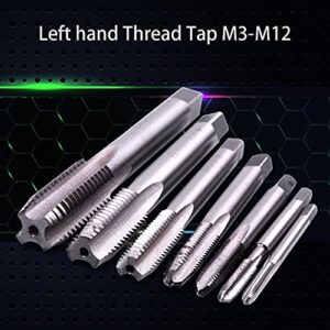 ATOPLEE 7pcs Metric HSS 6542 Left Hand Thread Tap Set, M3 M4 M5 M6 M8 M10 M12