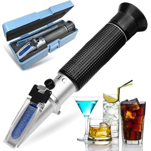 Alcohol Refractometer for Spirit Alcohol Volume Percent Measurement with Automatic Temperature Compensation (ATC), Range 0-80% v/v.