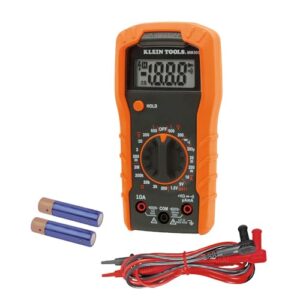 klein tools mm300 multimeter, digital manual-ranging voltmeter, tests batteries, ac/dc, current, resistance, diodes, and continuity, 600v