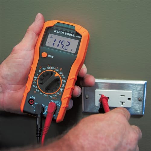 Klein Tools MM300 Multimeter, Digital Manual-Ranging Voltmeter, Tests Batteries, AC/DC, Current, Resistance, Diodes, and Continuity, 600V