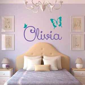 Custom Name Butterfly Wall Decal - Girls Personalized Name Butterfly Wall Sticker - Custom Name Sign - Custom Name Stencil Monogram - Girls Room Wall Decor