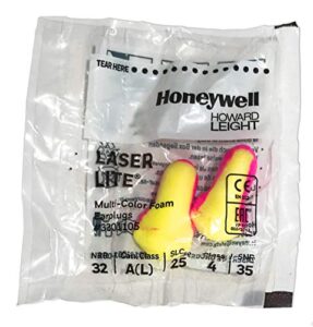 howard leight 3301105 laser lite ear plugs, pink&yellow, 20 pairs