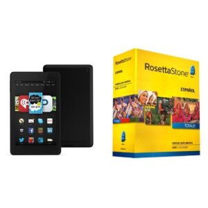 learn spanish: rosetta stone spanish (latin america) - level 1-5 set with fire hd 6, 6" hd display, wi-fi, 8 gb