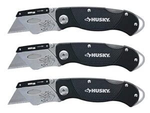 husky folding lock-back utility knife (set of 3)