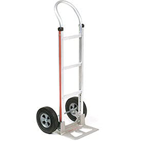 magliner aluminum hand truck with curved handle, semi-pneumatic wheels