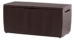 keter capri outdoor plastic storage box garden furniture, 123 x 53.5 x 57 cm, brown