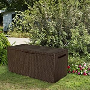 Keter Capri Outdoor Plastic Storage Box Garden Furniture, 123 x 53.5 x 57 cm, Brown