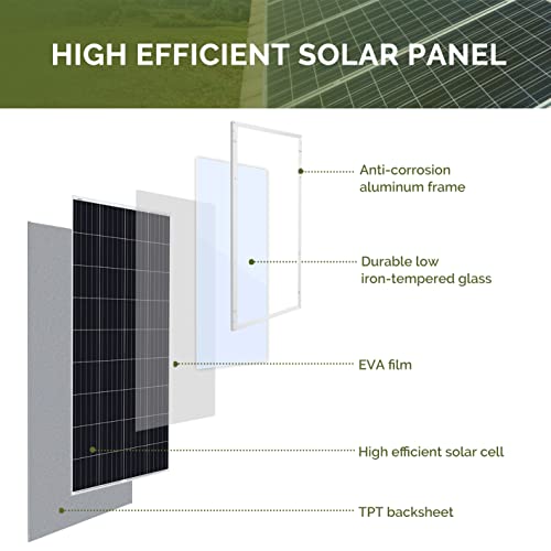 HQST 200W Polycrystalline Solar Panel Kit-2 100W Panels+30A PWM Controller+2 Sets Z Bracket+20ft 12AWG PV Cable+8FT 10AWG Tray Cable+1 Pair T/Y Connector for RV Marine Boat Trailer Off Grid System