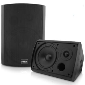 pyle pair of wall mount waterproof & bluetooth 6.5'' indoor/outdoor speaker system, with loud volume and bass. (pair, black. pdwr62btbk)