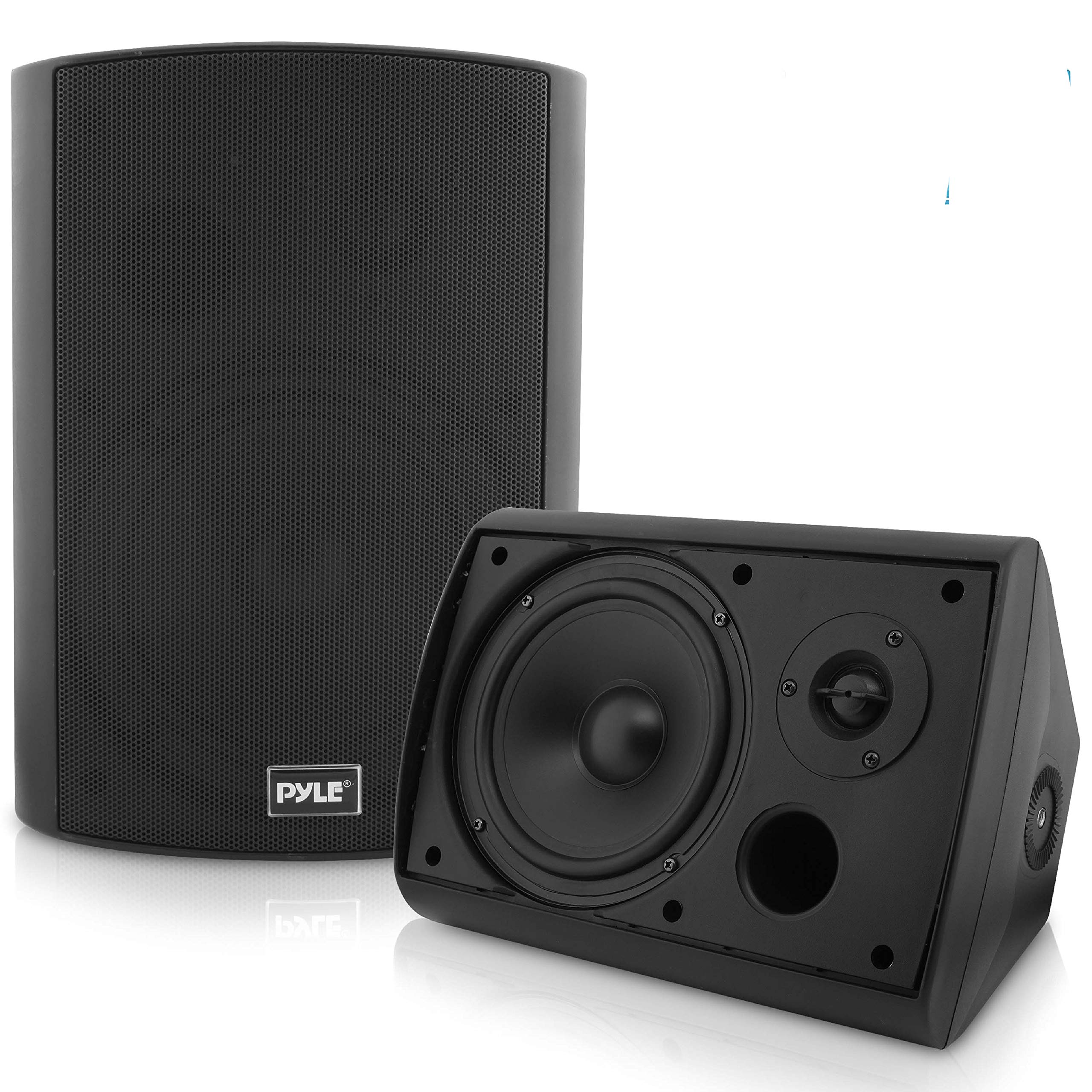 Pyle Pair of Wall Mount Waterproof & Bluetooth 6.5'' Indoor/Outdoor Speaker System, with Loud Volume and Bass. (Pair, Black. PDWR62BTBK)