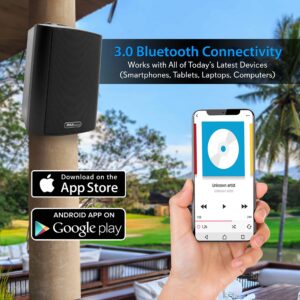 Pyle Pair of Wall Mount Waterproof & Bluetooth 6.5'' Indoor/Outdoor Speaker System, with Loud Volume and Bass. (Pair, Black. PDWR62BTBK)