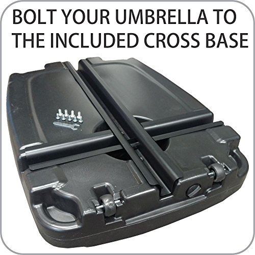 EasyGoProducts Universal Offset Umbrella Base Weight Capacity - Plastic Weighted Stand with Water or Sand, Black, 60 L