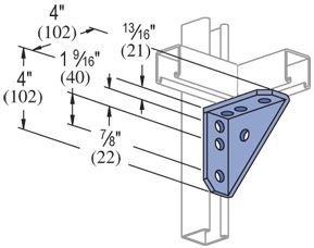 Genuine Unistrut P2484-EG 7 Hole 90 Degree Gusseted Angle Connector Bracket for All 1-5/8