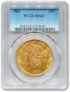 1904 liberty head twenty dollar pcgs ms-62