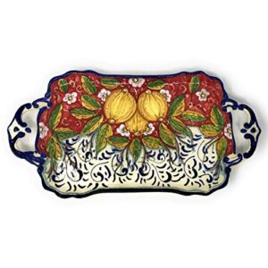 ceramiche d'arte parrini - italian ceramic art coffee caffè serving tray plate decorated lemon pottery hand painted made in italy tuscan