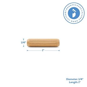 Wooden Dowel Pins 1 x 1/4 Inch, Pack of 300 Fluted Dowel Joints for Woodworking, Furniture and Crafts, by Woodpeckers