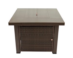 pleasant hearth ofg419t rio square wicker gas fire pit table, 38" , white