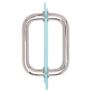 dynasty hardware 6" back to back tubular shower door pull for frameless shower doors, polished chrome, with washers